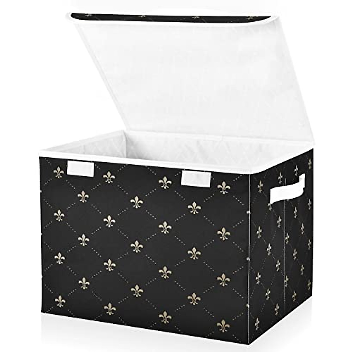 Kigai Mardi Gras Pattern Storage Bins with Lids and Handles 17x13x12 In Foldable Fabric Storage Basket Toys Clothes Organizer for Shelves Closet Home Bedroom Office