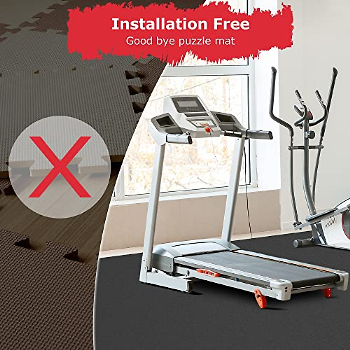 Elevens Large Exercise Mat 9 x 6 ft 7mm Thick Premium Ultra-Durable Non-Slip Workout Mat for Home Gym Flooring, Ideal for Cardio, Fitness, Non-Toxic, Non-Slip Barefoot Exercise Yoga Mat black