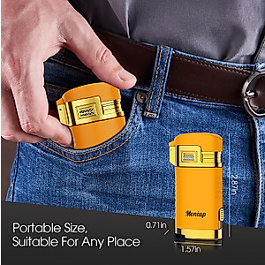 Torch Cigar Lighter with Triple Windproof Flame, Cigar Punch, Cigar Holder, Trendy Gift for Birthday Festival, Adjustable & Refillable Butane Cool Lighters for Smoking, Candles, Outdoors