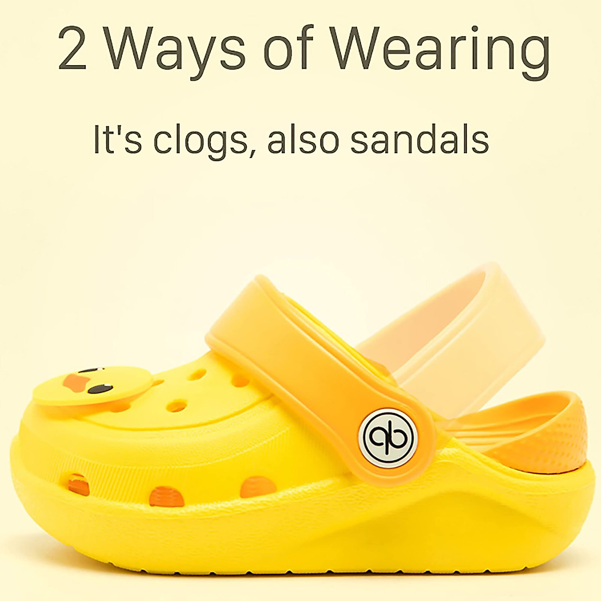 dripdrop Girls Comfort Clogs Kids Slip On Garden Shoes Boys Lightweight Beach Pool Slide Sandals Shower Slipper, Yellow Duck, 8.5 Toddler