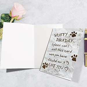 Supoeguk Funny Birthday Card from Dog, Wuff You Pun Birthday Card, Visually Wrinkled Paper Birthday Card, Cute Birthday Card for Dog Mom Dog Dad, Dog Owner Gift