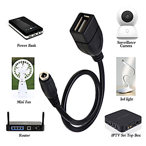 zdyCGTime USB 2.0 AFemale to DC 3.5x1.35mm Female Adapter Cable 5 Volt DC Barrel Power Jack Charging Cable for Tablet, Electronic Dog, Access Control Attendance (28CM/11inch F/F, DC 3.5x1.35mm-2packs)