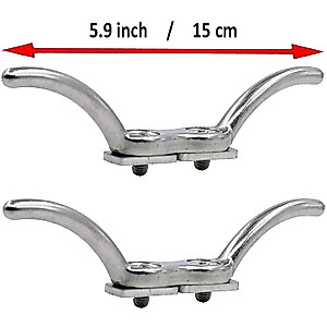 Pmsanzay Stainless Steel Cord Cleat, 6" Rope Cleat Anchor Cleat, 2 Pcs per Pack,with Quick Release Track Rail Adapter Hardware for Kayak Boat Track Mount - Easy to Install - No Drilling