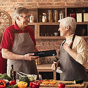 GRANDTIES Damascus Style Slicing Carving Knife - 10 Inch Full Tang High Carbon German Stainless Steel Brisket Kitchen Knives - Long Slicer & Carver - Ergonomic Pakkawood Handle - With Gift Box