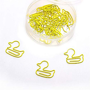 SDUSEIO 30 Pieces Funny Paper Clips Bookmark Paperclips Metal Cute Shape Clips for Students Teachers School Office Supplies Personal Document Organization Party Card Wedding Invitation,Yellow Duck