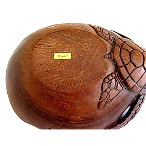 OMA Wooden Mahogany Hand Crafted Sea Turtle Serving Bowl Serving Platter