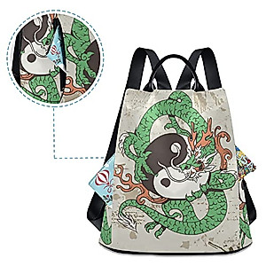 Backpack Purse for Women Fashion Chinese Dragon Travel Anti-theft Daypack College Casual Shoulder Bag Medium Size