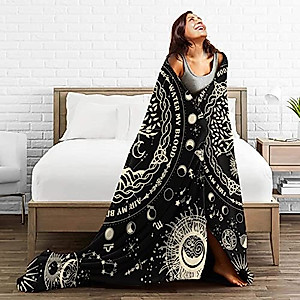 Tree of Life Throw Blanket Viking Sun and Moon Zodiac Constellation Blanket Cute Soft Lightweight Microfiber Astrology Blanket Ideal Graduation Birthday Gifts for Women Men S3 50"X 60"