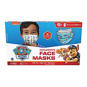 Just Play Children’s Single Use Face Mask, Paw Patrol, 14 count, small, Ages 2 - 7, Kids Toys for Ages 2 Up
