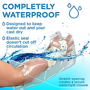 Mighty-X 100% Waterproof Cast Covers for Shower Arm Adult - [Watertight Seal] - 3pk Reusable Cast Protectors - Half Arm Cast Bags for Shower Arm