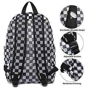 Yusudan Checkered Mesh Backpack for Girls, Kids Semi-Transparent School Bookbag Women See Through Beach Bag Daypack