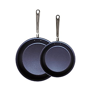 Made In Cookware - Non Stick 2 Piece Frying Pan Set (Includes 10",12") - 5 Ply Stainless Clad Nonstick - Professional Cookware - Crafted in Italy - (Harbour Blue)