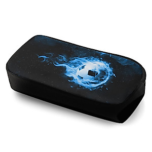 FOR U DESIGNS Pencil Bag Organizer Novelty Soccer Printed Pencil Box for Girls Multifunction Stationery Pencil Pouch,Blue