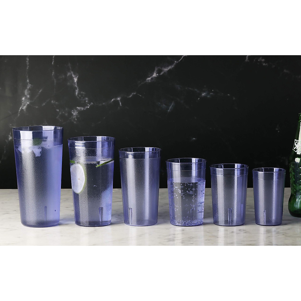 New Star Foodservice 46540 Tumbler Beverage Cup, Stackable Cups, Break-Resistant Commercial SAN Plastic, 5 oz, Blue, Set of 12