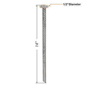 SmartSign Rebar Spikes - Pack of 4, Length 14", Diameter 1/2", Heavy Duty Metal Rebar Stakes for 6ft Parking Curbs/Wheel Stop/Speed Bump, Silver, Made in USA