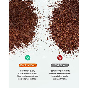 Electric Conical Burr Coffee Grinder, Adjustable Burr Mill with 19 Precise Grind Setting, Stainless Steel Coffee Grinder Electric for Drip, Percolator, French Press, Espresso, Green