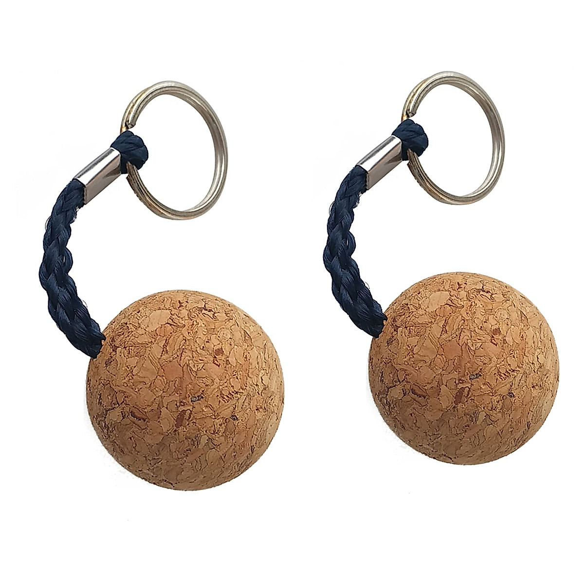 35mm Floating Cork Ball Keyring Float Keychain for Kayaking Boating Fishing Kite Surfing Sailing Kayak, Pack of 2