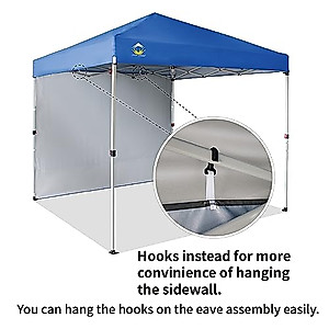 CROWN SHADES Canopy Tent 8x8 Pop Up Canopy Outdoor Shade with One Sidewall, Easy Up Sun Shelter with One Person Set Up Center Lock, Portable Instant Camping Beach Canopy Tents, Blue