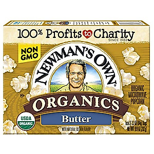 Newman's Own Organic Pop's Corn Microwave Popcorn, Butter, 3 Count