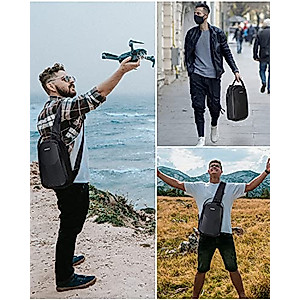 PEKREWS Mini 3 Pro Case, Waterproof Hard Carrying Case Portable Travel Drone Bag Sling Backpack Compatible with DJI Mini 3 Pro with RC Controller, Fly More Combo and Accessories, Black (Case Only)