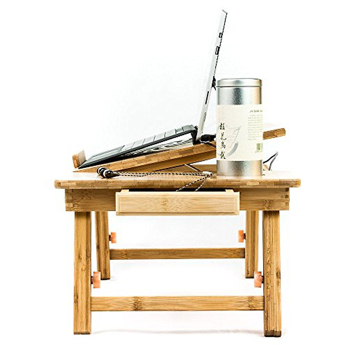 Aleratec Natural Bamboo Multi-Functional Adjustable Laptop Stand | Up to 15in | Ideal for Tablet/ Monitor/ Laptop Cooling Portable Table for Home Office