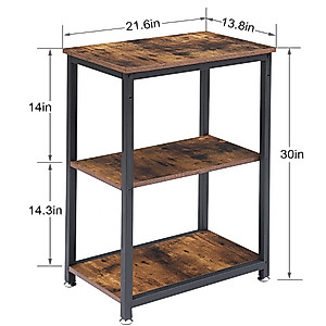 VECELO Tall End Side Table,30" Height Nightstand with 3-Tier Storage Shelf for Living Room Bedroom Office Hallway Study