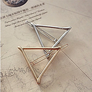 Minimalist Geometric Triangle Hair Clip, Dainty Hollow Metal Hairpin Clamps Accessories Barrettes Bobby Pin Ponytail Holder Statement (Gold and Silver)
