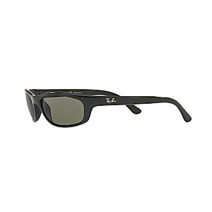 Ray-Ban Men's RB4115 Rectangular Sunglasses, Black/Polarized Green, 57 mm