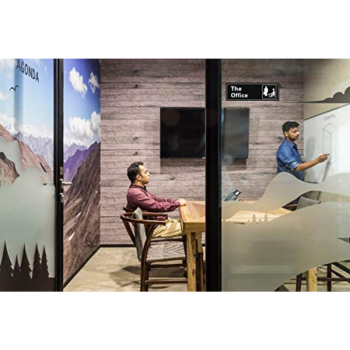 Veronica The Office Self Adhesive Sign Visual Impact for Door Wall Large or Small Office 9 X 3 Inch (Black/White)