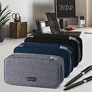 TTVALLEY Office Pencil Case School Pen Case Oxford Stationery Box for Desk Supplies Organization Grey