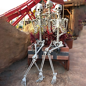 2Packs 5.4ft Halloween Human Skeletons Life Size Full Body Bones with Movable Joints for Halloween Props Spooky Party Decoration