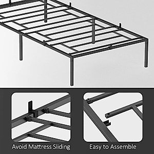 Alkmaar Twin Bed Frame,14 Inch Black Metal Twin Bed Frame,No Box Spring Needed Twin Size Platform Bed Frame (Twin), Queen