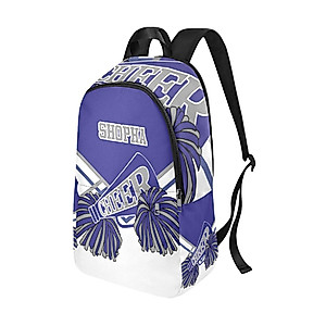 Cheer Blue White Cheerleader Waterproof Backpack Sport Shoulder Bag for Men Women Gift, 11.8''(L) x 5.51''(W) x 17.72''(H)