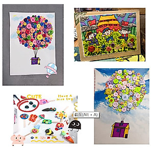 kovolala Bulk Beige Small Buttons 800-1000pcs with Small Plastic Calipers, Shirt Buttons Mixed Size Art Hand Painted Buttons for Sewing DIY Crafts Kids Hand Painted Buttons (White Shirt Buttons)