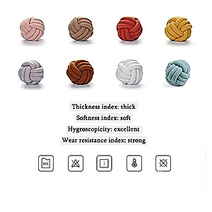 Naibyuki Lamb Wool Knot Ball Pillow Home Decor Cushion Lamb Wool Throw Pillow Cushion Handmade Round Pillow Bedroom Decor Waist Cushion Pillow for Couch Car Office (Ginger,Diameter:8.6 inches)