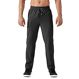TACVASEN Hiking Pants Mens Gym Pants Men Jogger Pants for Men Fishing Pants for Men Quick Dry Pants Men Running Pants Men Track Pants Men Black
