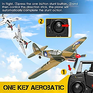 FLYCOLOR Volantexrc P40 Fighter RC Airplane 2.4Ghz 4CH Remote Control Aircraft Ready to Fly 761-13 Radio Controlled Plane for Beginners with Xpilot Stabilization System RTF