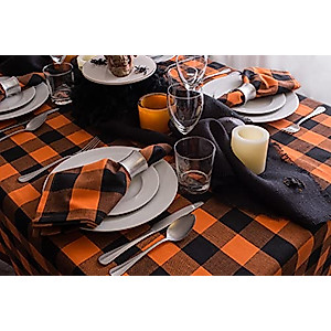 DII Buffalo Check Collection, Classic Farmhouse Tabletop Set, Napkin Set, 20x20, Orange & Black, 6 Piece