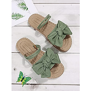 GORGLITTER Women's Bow Tie Flat Sandals Open Toe Slip On Summer Slide Sandals Green EUR38