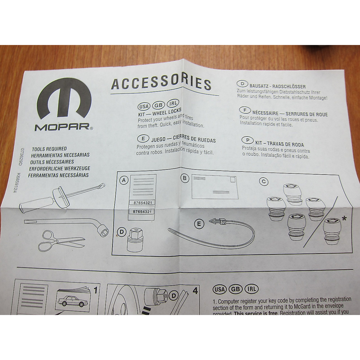 Jeep Wrangler JL Wheel Lock Locking Lug Nut Kit Mopar OEM