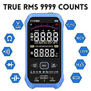 Digital Multimeter FNIRSI S1 Smart Electrical Tester NCV Measures AC/DC Voltage Resistance Continuity Capacitance Temperature Frequency Diode Live Wire Auto Measurement 9999 Counts TRMS