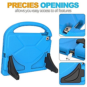RTOBX Case for iPad 6th/5th Generation, with Built-in Screen Protector, Durable Shockproof Handle Stand Protective Cover for 9.7 inch iPad 6/5 Gen/Air 1/2/Pro 9.7, Blue
