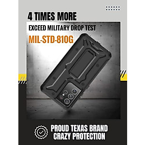 ArmadilloTek Vanguard Compatible with Samsung Galaxy S21 Ultra Case, Military Grade Full-Body Rugged with Built-in Kickstand [Screenless Version] - Black