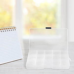 ZEONHEI 32 Pack 15 Grids Plastic Jewelry Organizer Box, Transparent Plastic Bead Storage Organizer Box with Adjusatble Dividers for Beads Earrings Rings Jewelry