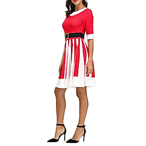 Ainuno Christmas Dresses for Women 2023 Holiday Red Santa Claus Ugly Dress Casual Cute Xmas Costumes,XXL
