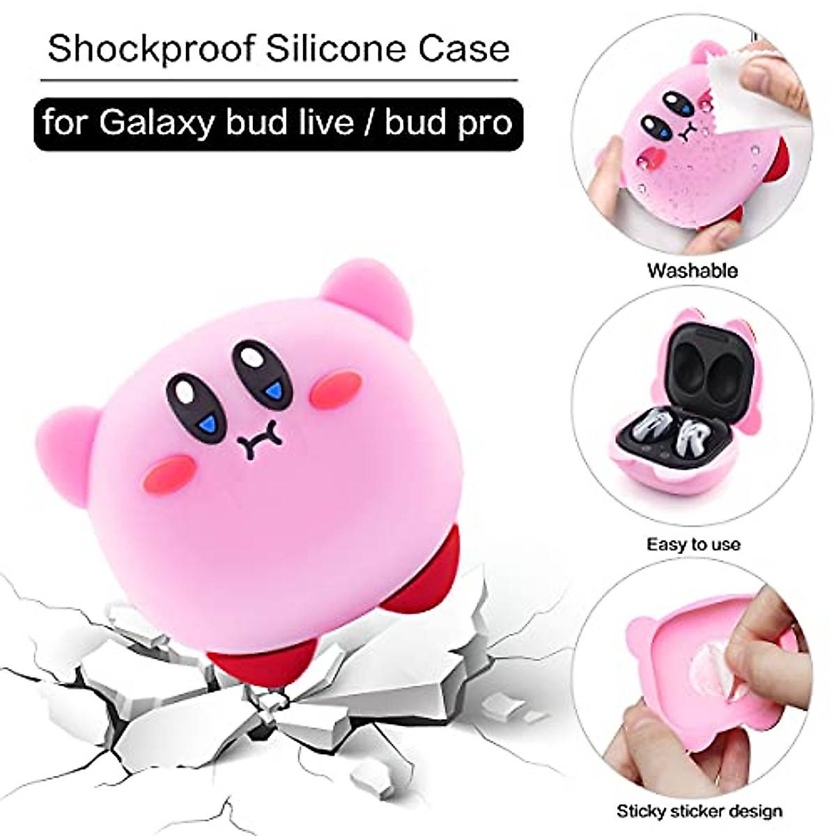 [2Pack]Cover Case for Galaxy Buds Pro (2021)/Galaxy Buds Live (2020),Cute 3D Cartoon Anime Silicone Protective Cover Ear Stitch Blue & New Star Kabi Cover for Samsung Galaxy Buds 2(2021) Charging Case