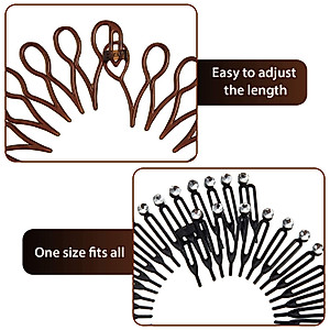 WILLBOND 14 Pcs Flexible Circle Hair Bands - Stretch Headbands with Tooth Comb for Women and Girls, 7 Fresh Color Styles