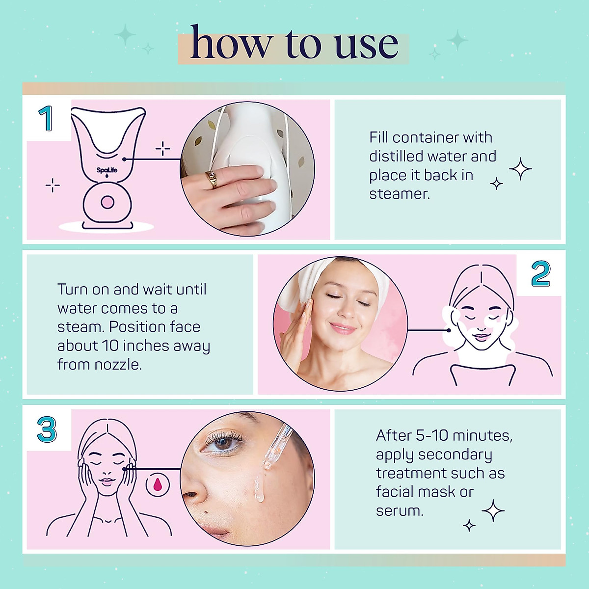 SpaLife Nano Ionic Facial Steamer - Face Steamer for Deep Facial Cleaning, Skin Hydration, and Pore Unclogging - Facial Humidifier for Skin Care - Portable and Professional Spa Facial Steamer