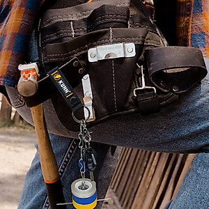 KUNN Electrical Tape Holder,Dual-Use Tape Thong,Enhanced Fast Tape Holder Chain for Tool Belt with Keyring,Snap Loop and Button(1Pack,Black)