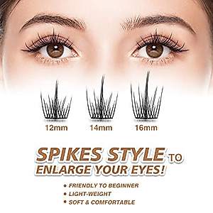 FinyDreamy DIY Eyelash Extension Lashes Clusters Spikes Style D Curl 48 Individual Clusters Lashes Reusable Artificial False Eyelash For Authentic Eyelash Extension Look (16mm)